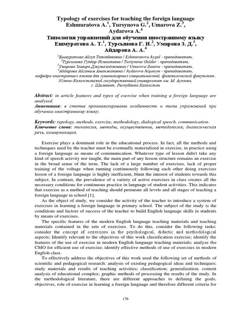 Typology of Exercises For Teaching The Foreign Language | PDF | Teaching Method | Language Education