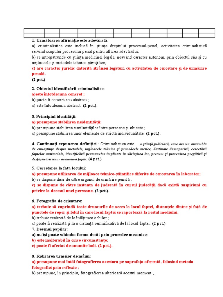 Criminalistica Evaluare | PDF