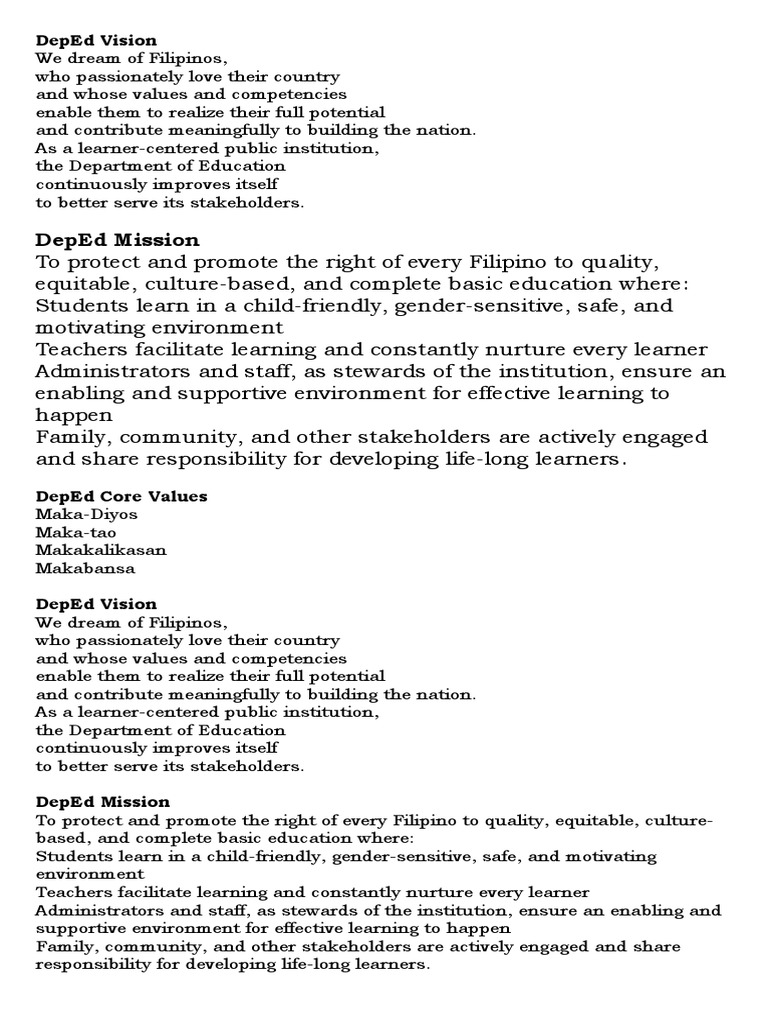 DepEd Vision | PDF
