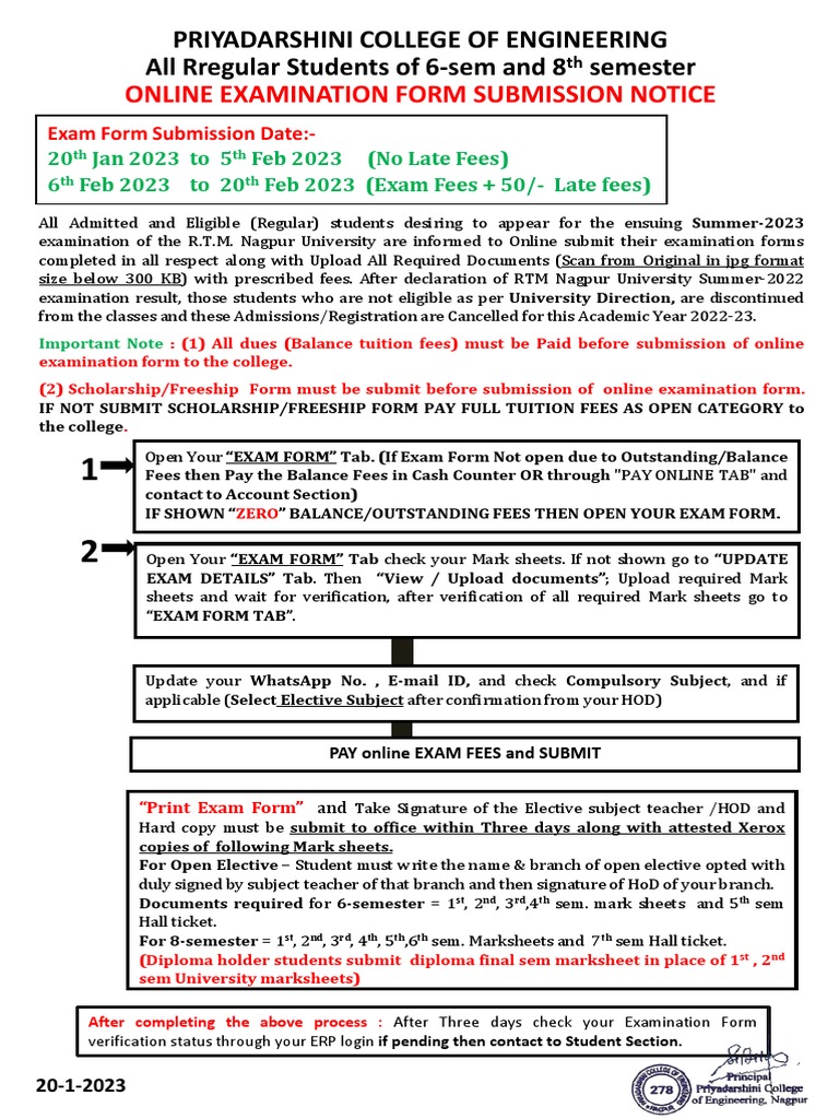6 & 8 Sem Exam Form Submission Noticee | PDF | Test (Assessment)