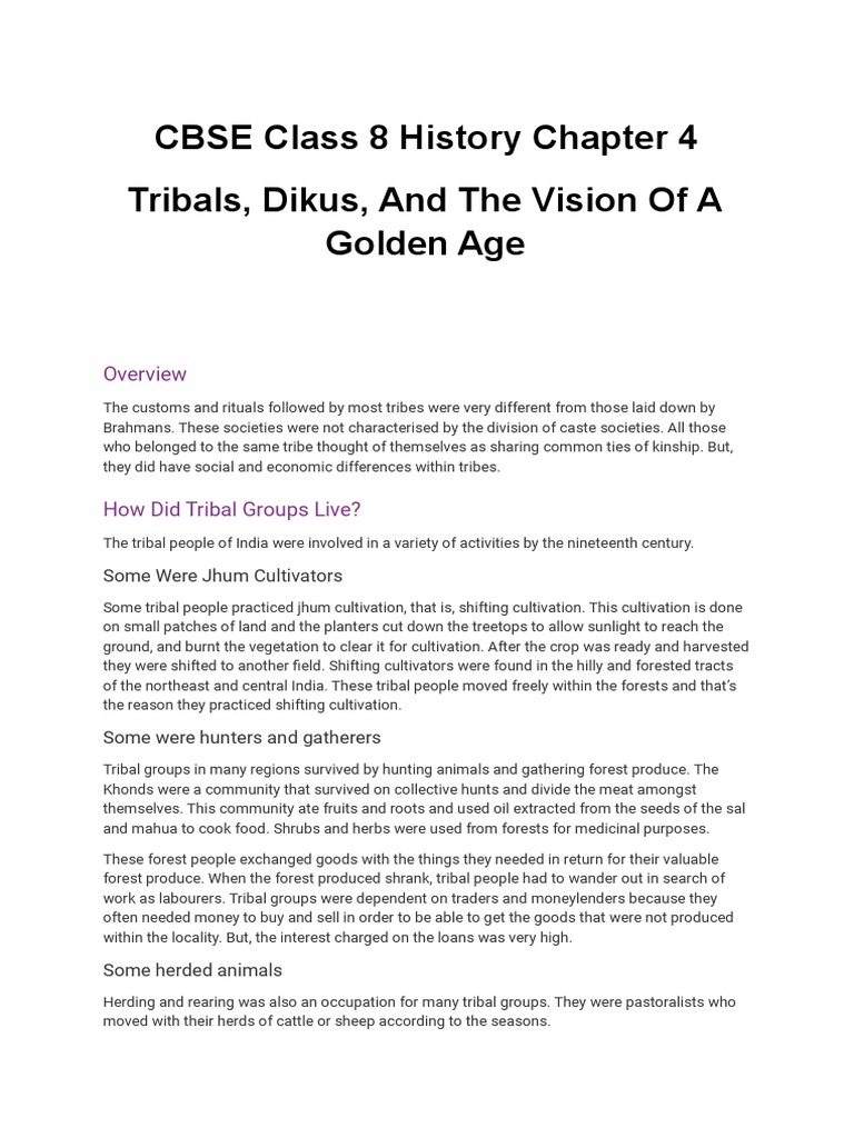 CBSE Class 8 History Chapter 4 Tribals, Dikus, and The Vision of A ...
