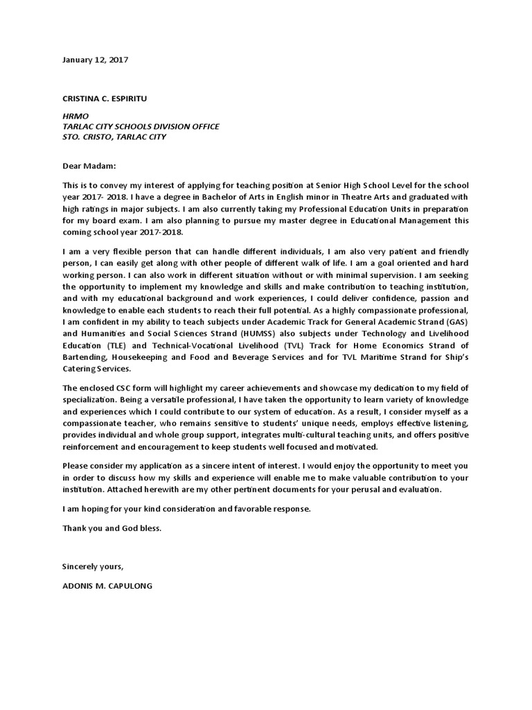 Sample Intent Letter | PDF | Cognitive Science | Learning