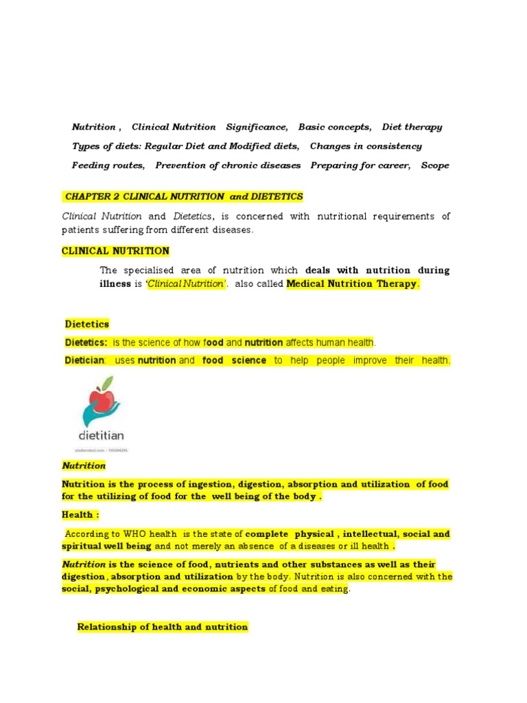 Clinical Nutrition and Dietetics Overview | PDF | Dietitian | Foods