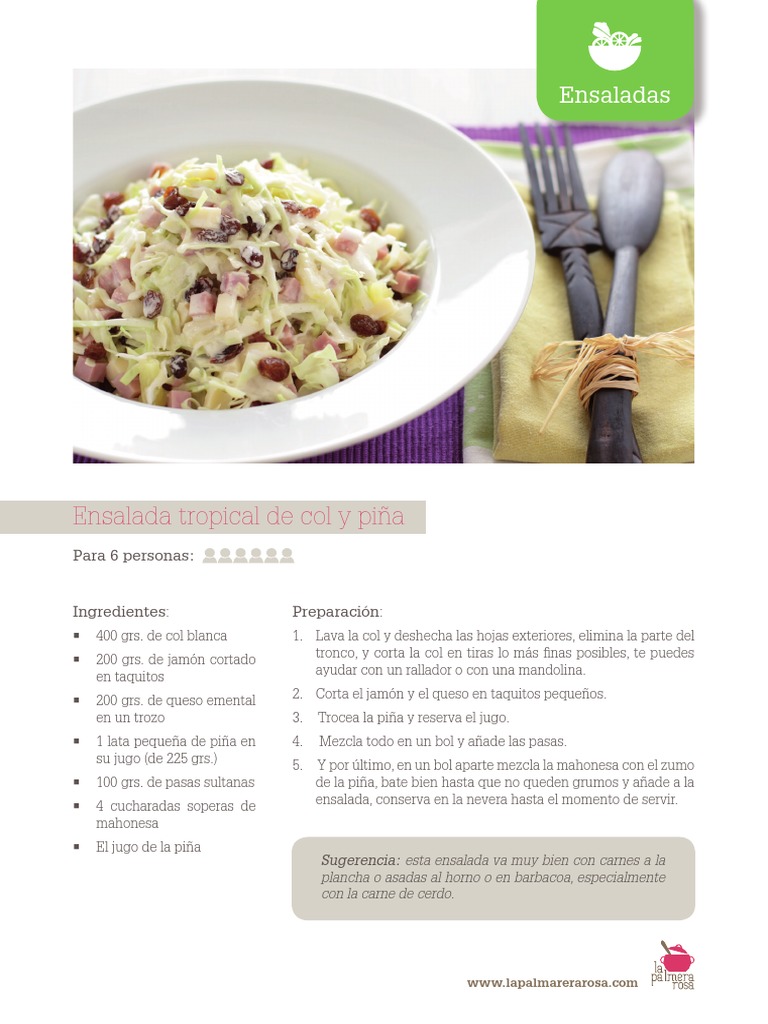 Ensalada Tropical de Col y Piña | PDF | Cocina, comidas y vino