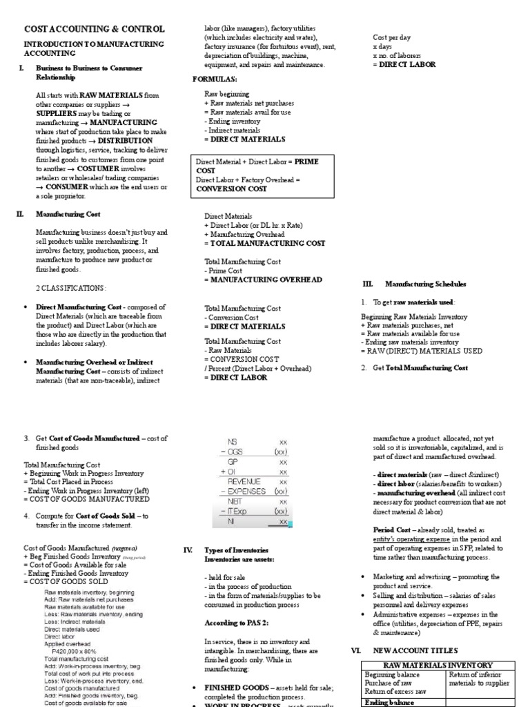 Cost Accounting 1ST Sem Reviewer | PDF | Cost Of Goods Sold | Inventory