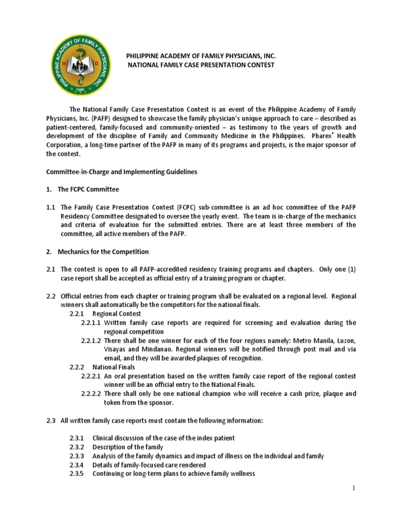 2019 Family Case Presentation Contest Mechanics-1 | PDF | Health Care ...