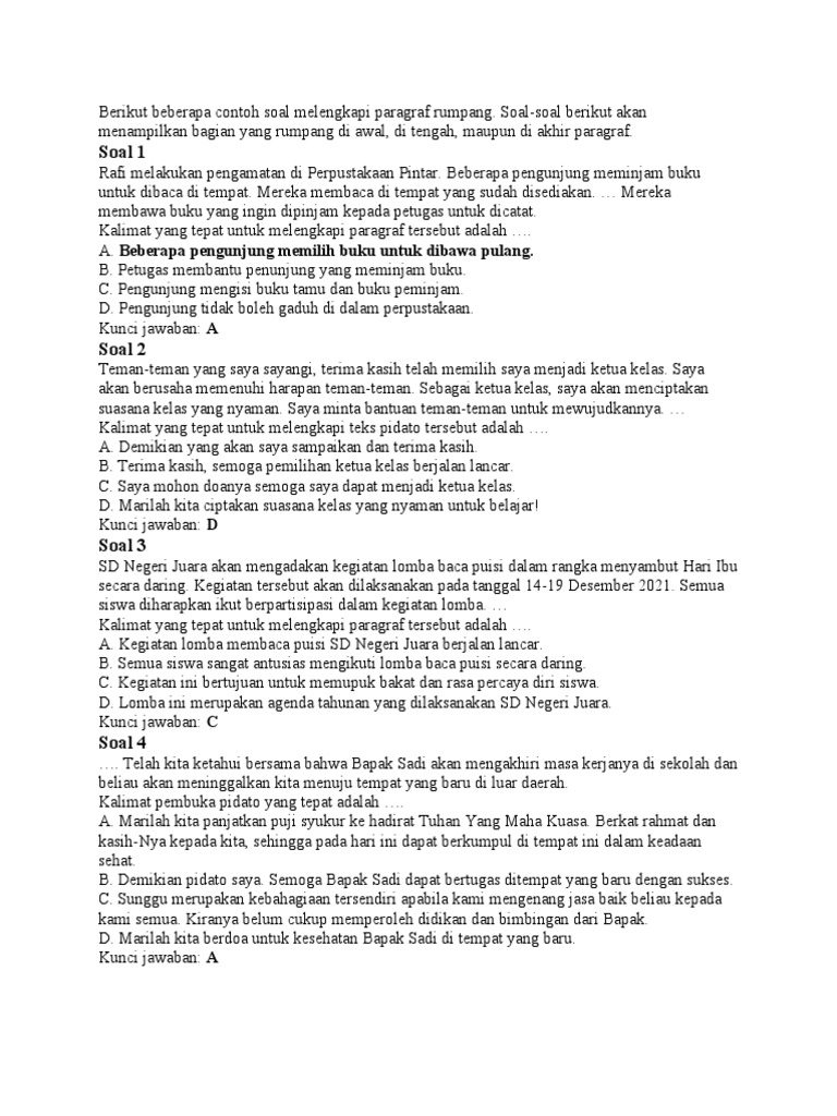 Latihan Kalimat Rumpang | PDF | Karier & Perkembangan