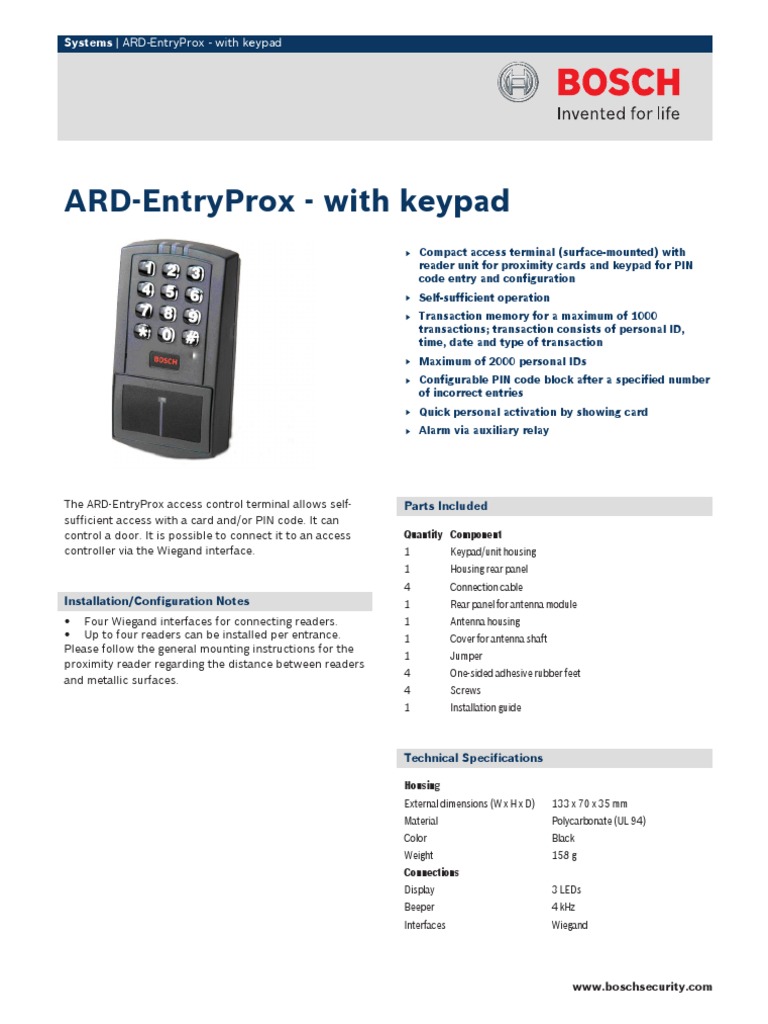 ARD EntryProx With Data Sheet EnUS 1366479243 | PDF | Personal ...