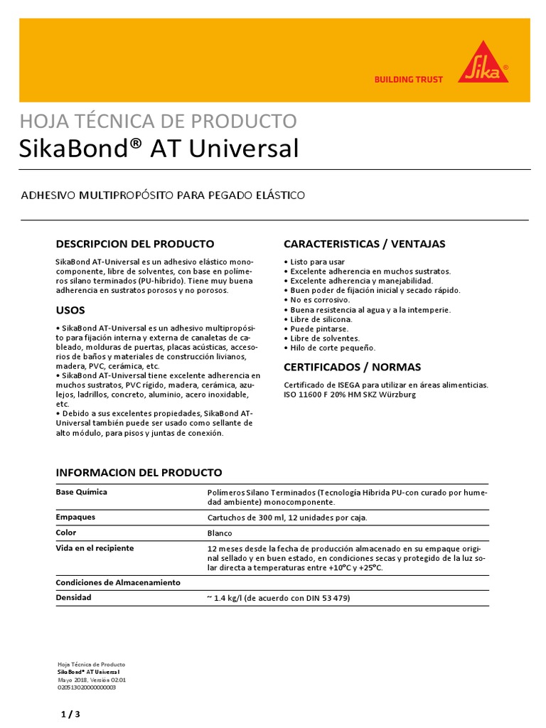 Sikabond at Universal | PDF | Ingeniería de Edificación | Ciencias fisicas