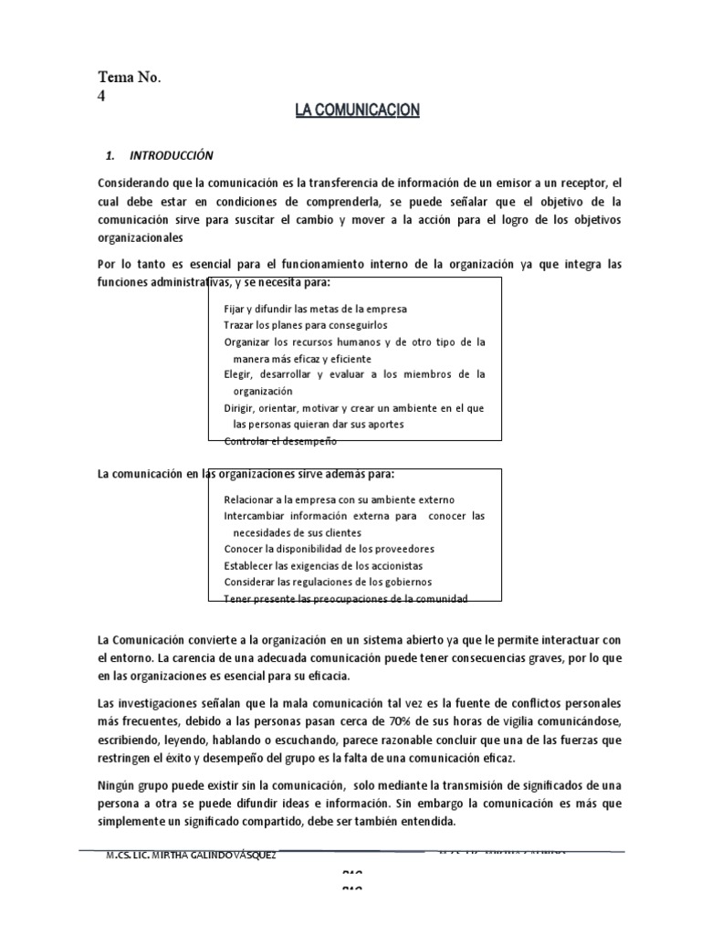 TEMA No. 4 - COMUNICACION | PDF
