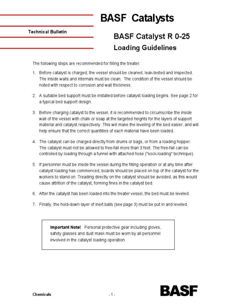 BASF R0-25 Loading Procedure | PDF | Equipment | Materials