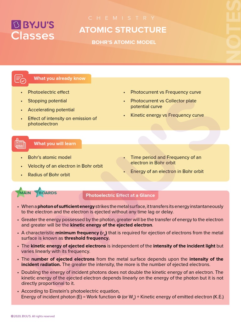 Bohr's Atomic Model. | PDF | Photoelectric Effect | Energy Level