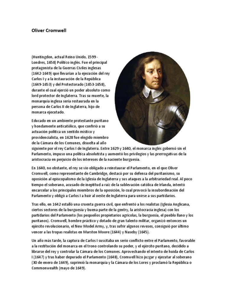 Oliver Cromwell: Vida y Muerte | PDF | Oliver Cromwell | Stuart Inglaterra