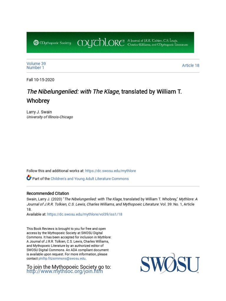 I - The Nibelungenlied - With The Klage - I - Translated by William | PDF