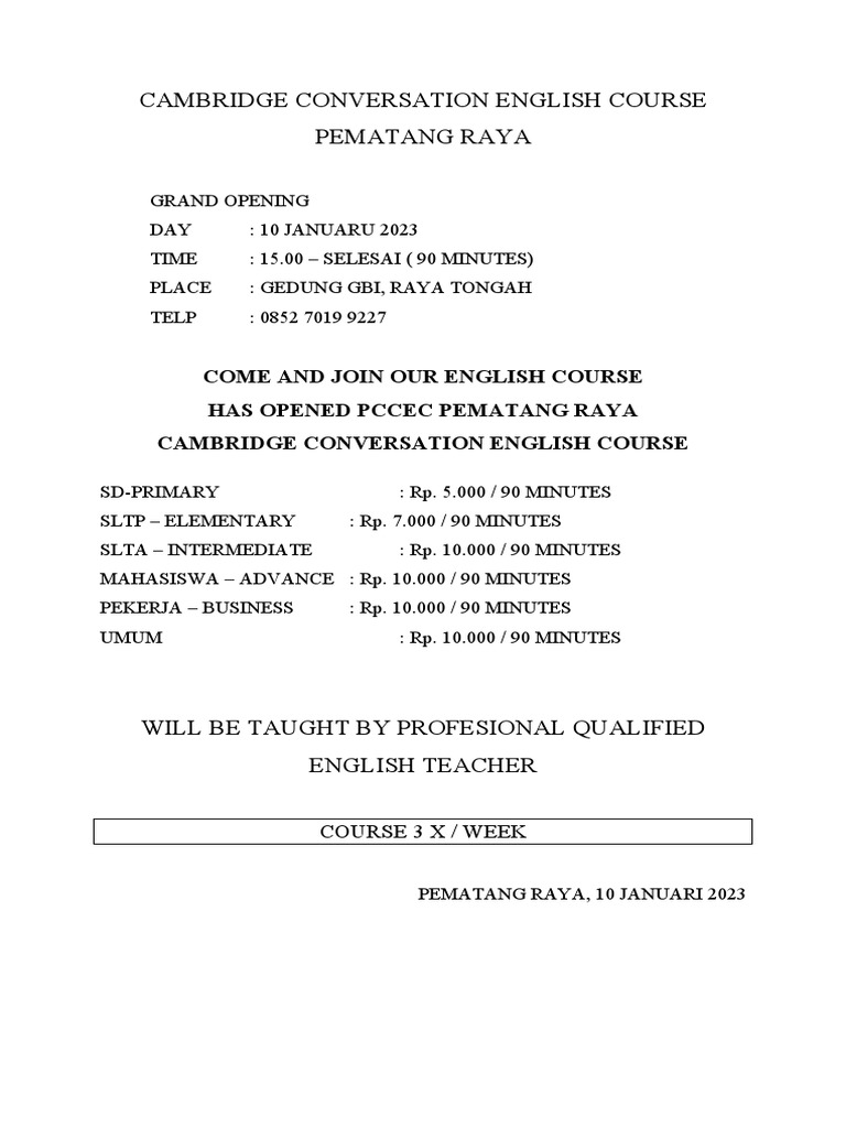 Cambridge Conversation English Course | PDF