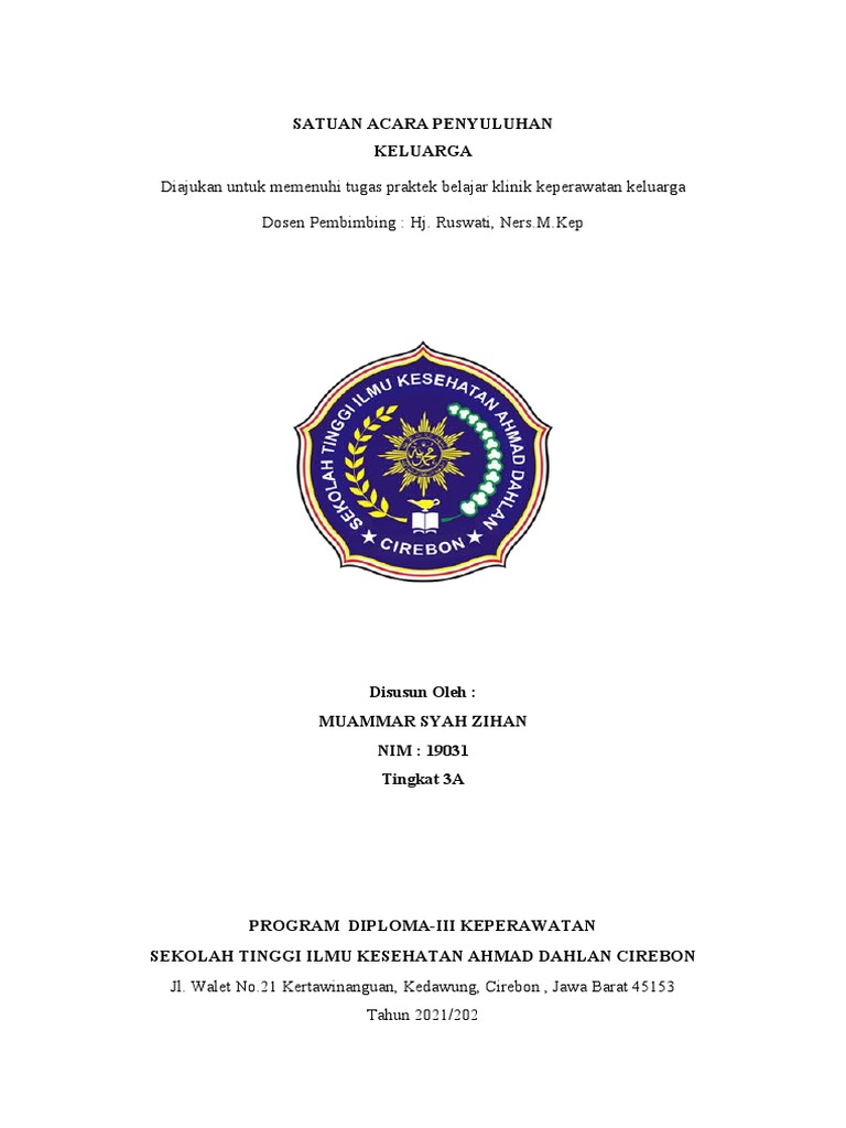 Contoh SAP Penyuluhan Keluarga Keperawatan | PDF