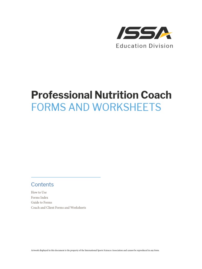 ISSA Professional Nutrition Coach Client Form Handouts | Download Free PDF | Social Support ...