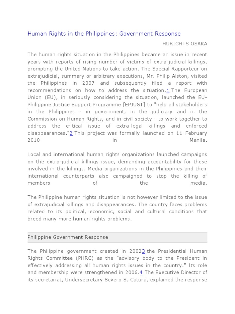 Philippine Government's Human Rights Response | PDF | Human Rights ...