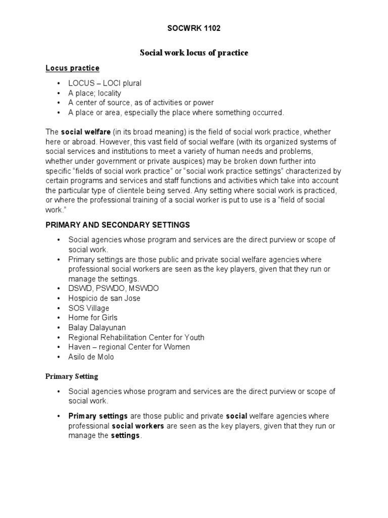 Socwrk 1102 Quiz Reviewer Thursday | PDF | Social Work | Non ...