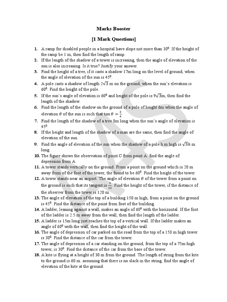 Trigonometry Problems on Heights and Distances | PDF | Height | Lighthouse