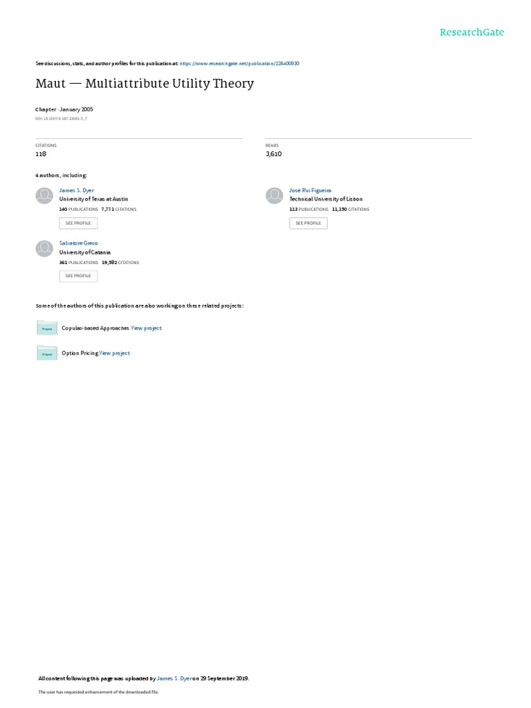 Maut - Multiattribute Utility Theory | PDF | Utility | Decision Theory