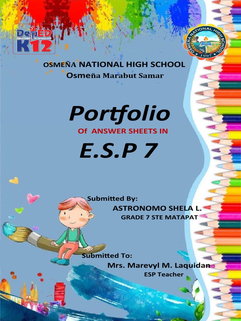 E.S.P 7 Answer Sheets Portfolio | PDF