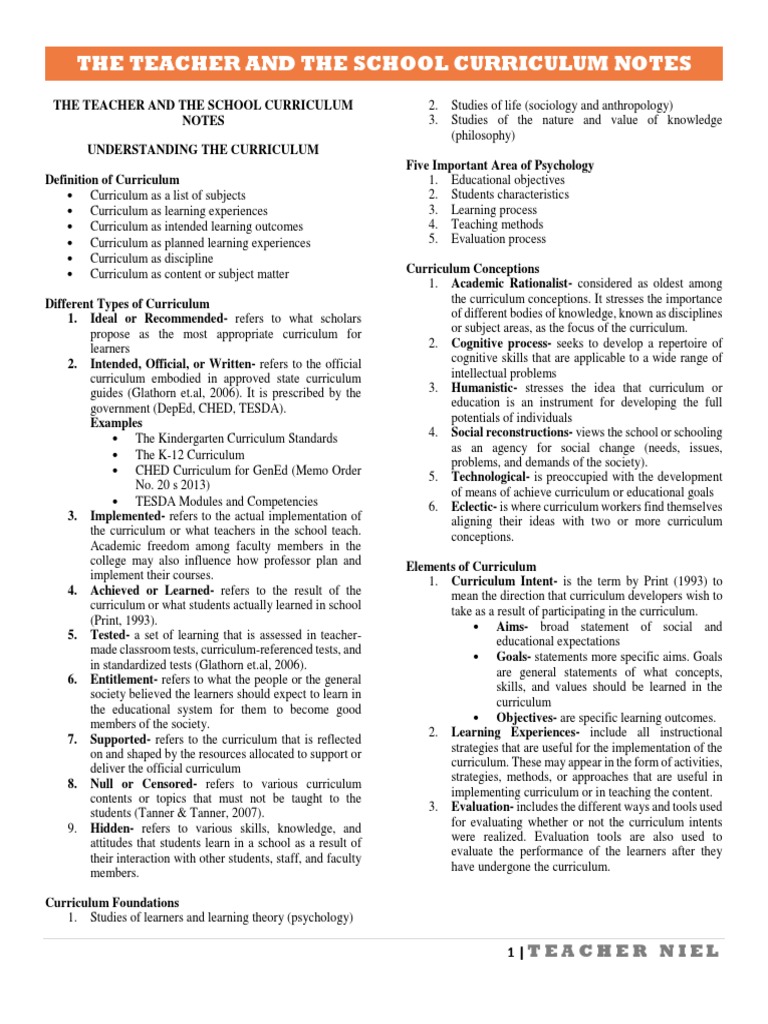 Understanding School Curriculum Types | PDF | Curriculum | Teachers