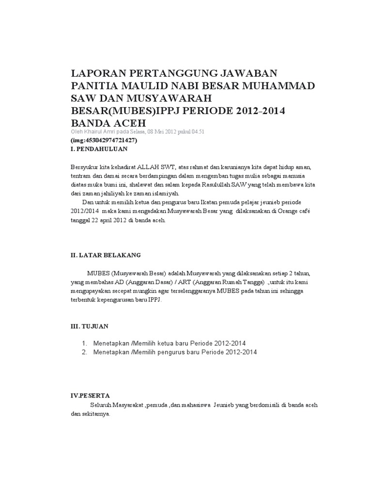 Laporan Pertanggungjawaban MUBES IPPJ 2012 | PDF | Perjalanan | Sains ...