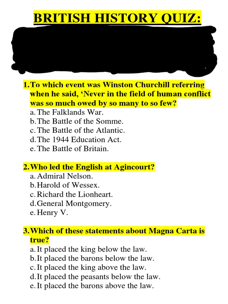British History Quiz | PDF