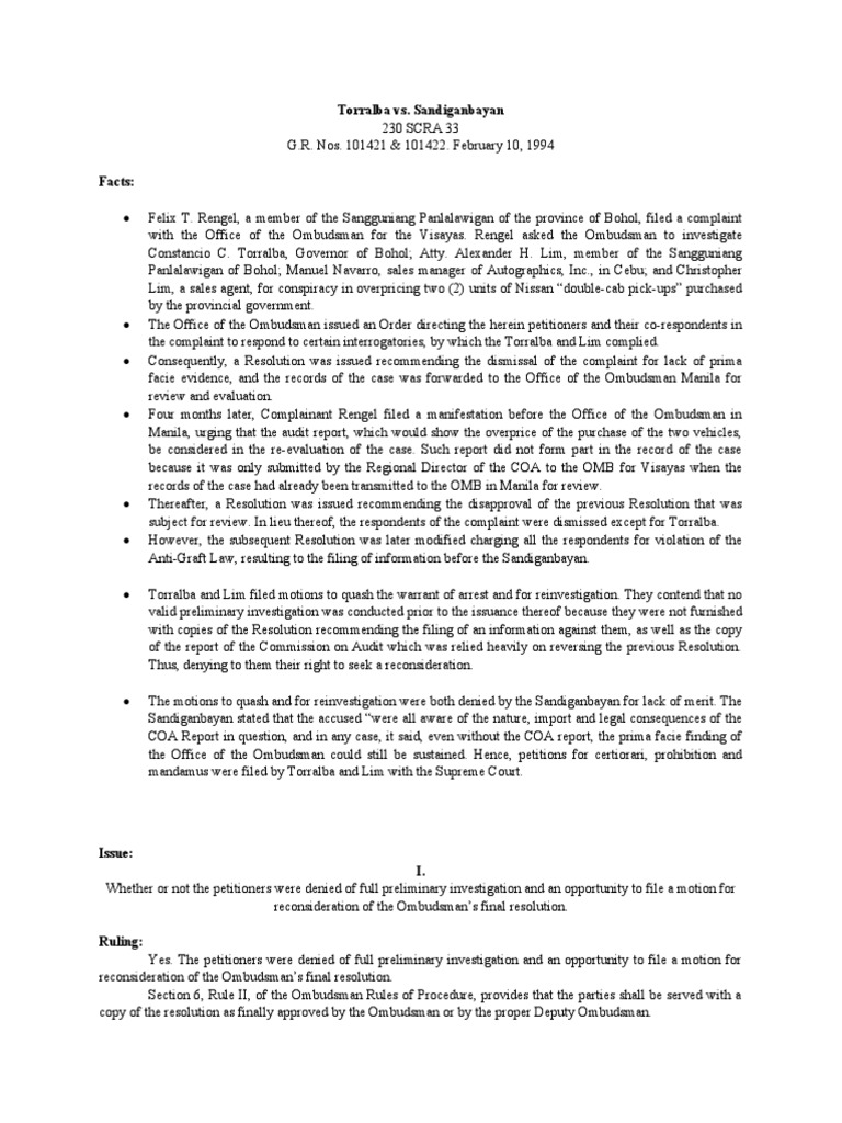 Torralba vs. Sandiganbayan | PDF