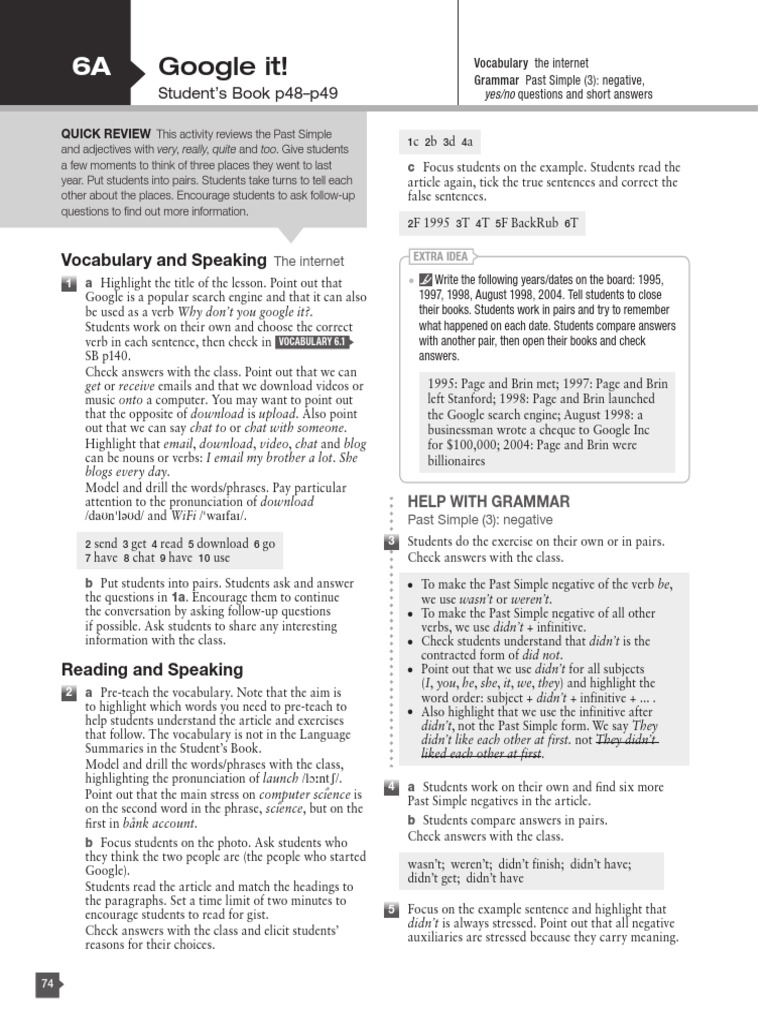 Face2face TB 9781107654006 Elem TB U06 | PDF | Question | Stress (Linguistics)