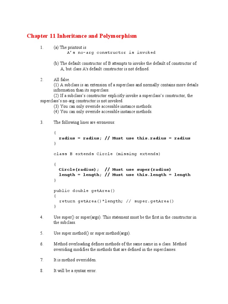 11review Inheritanceandpolymorphism Pdf Method Computer Programming Inheritance