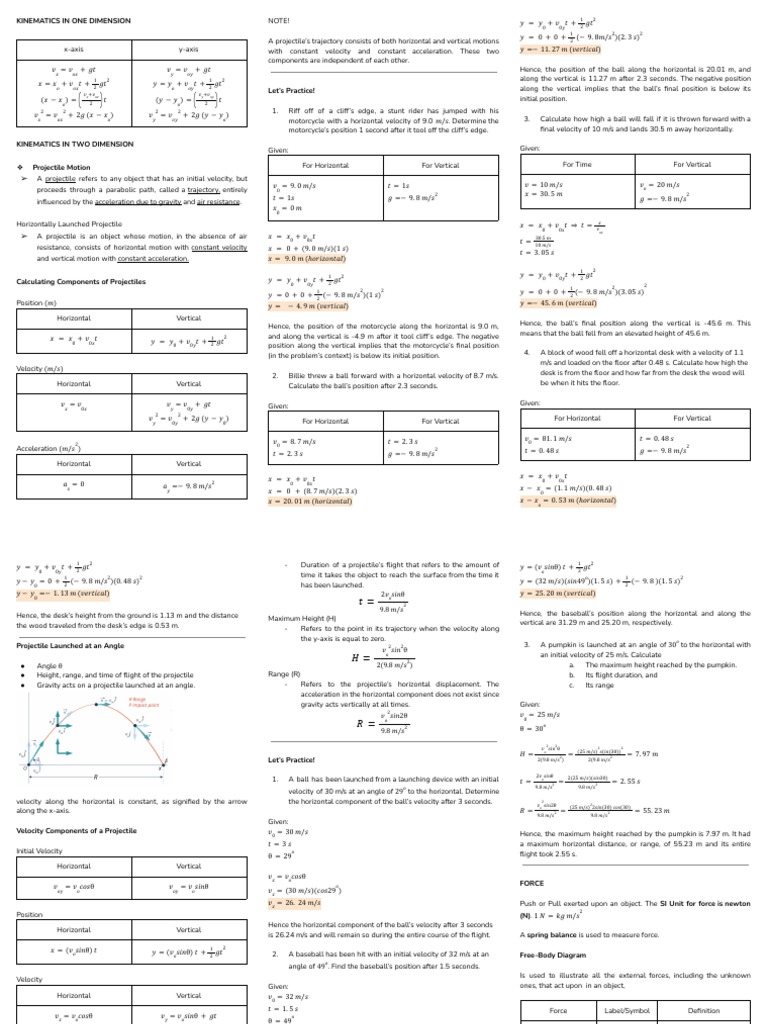 Kinematics and Forces in Motion | PDF | Force | Projectiles