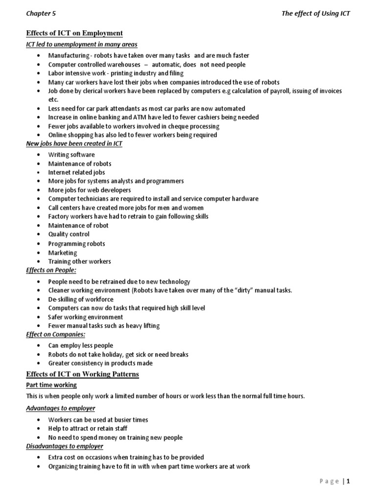 Ch 5 The Effects Of Using Ict Pdf