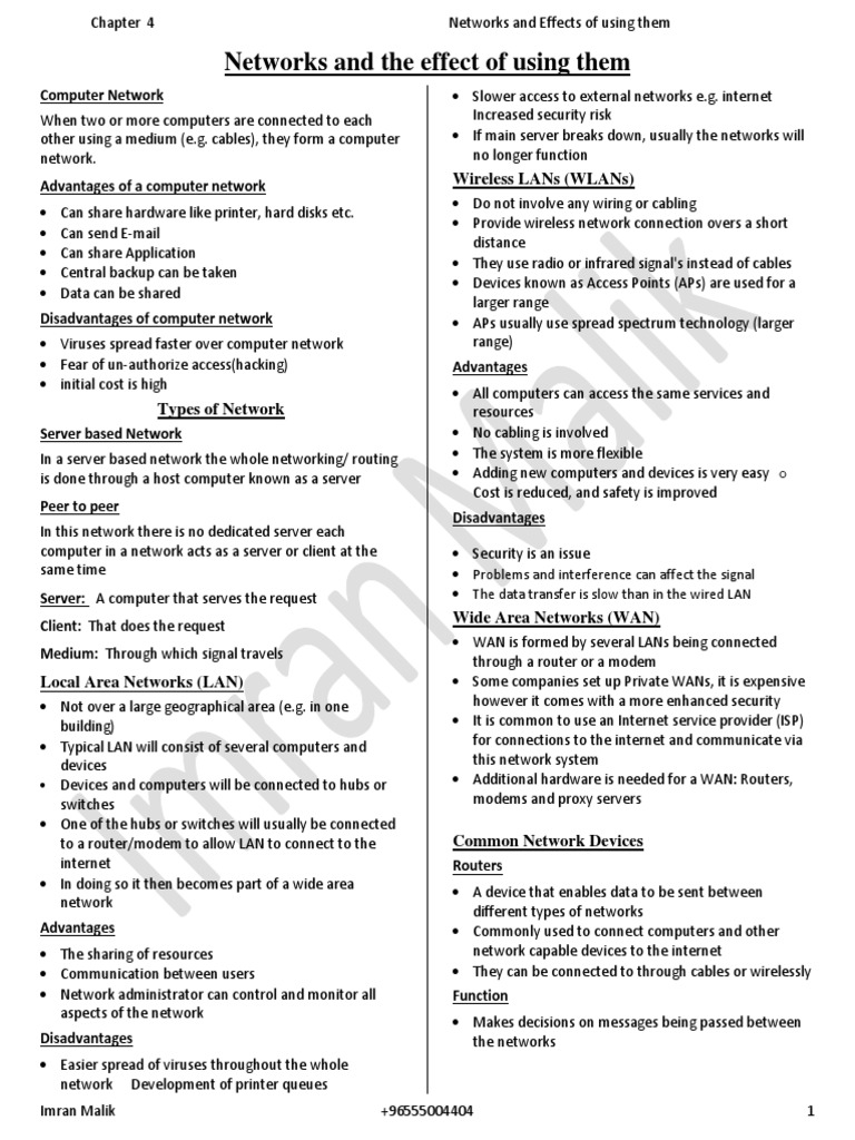 CH 4 Networks and Effects of Using Them | Download Free PDF | Computer Network | World Wide Web