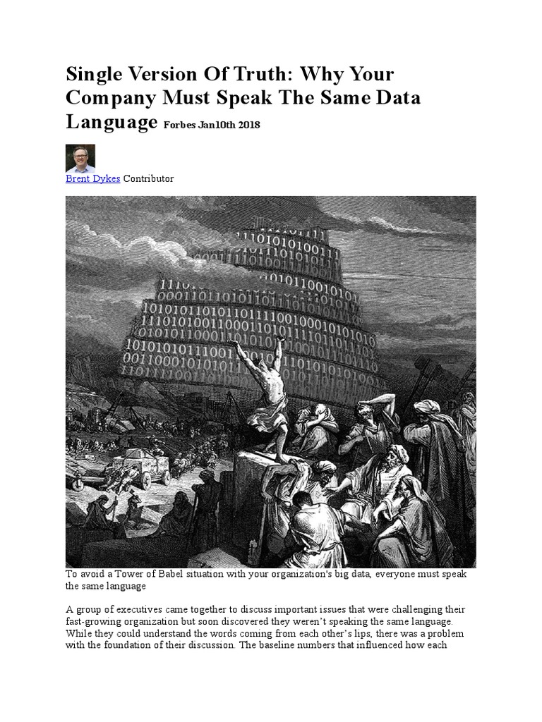 Establishing a Single Version of Truth | PDF | Analytics | Business ...
