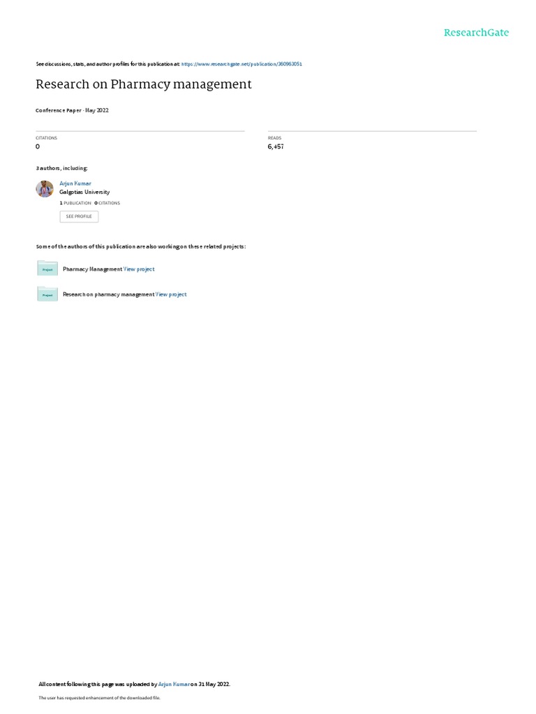 Pharmacy Management | PDF | Pharmacy | Medical Prescription