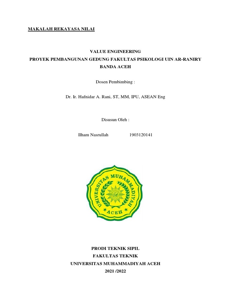 Ilham Nasrullah (1903120141) Uas Rekayasa Nilai | PDF