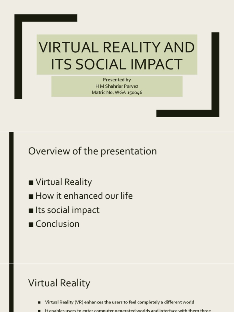 Virtual Reality and Its Social Impact | PDF