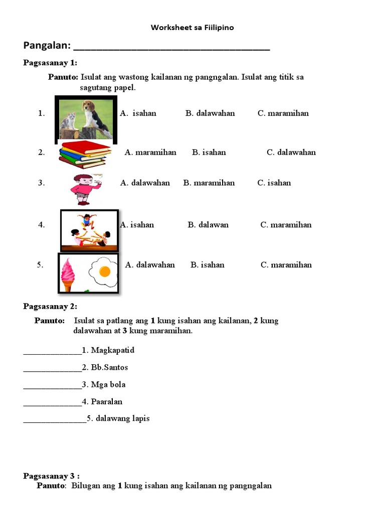 Worksheet Sa Fiilipino | PDF