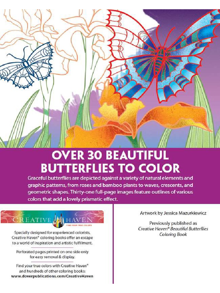 Creative Haven Beautiful Butterflies - Designs With A Splash of Color | PDF