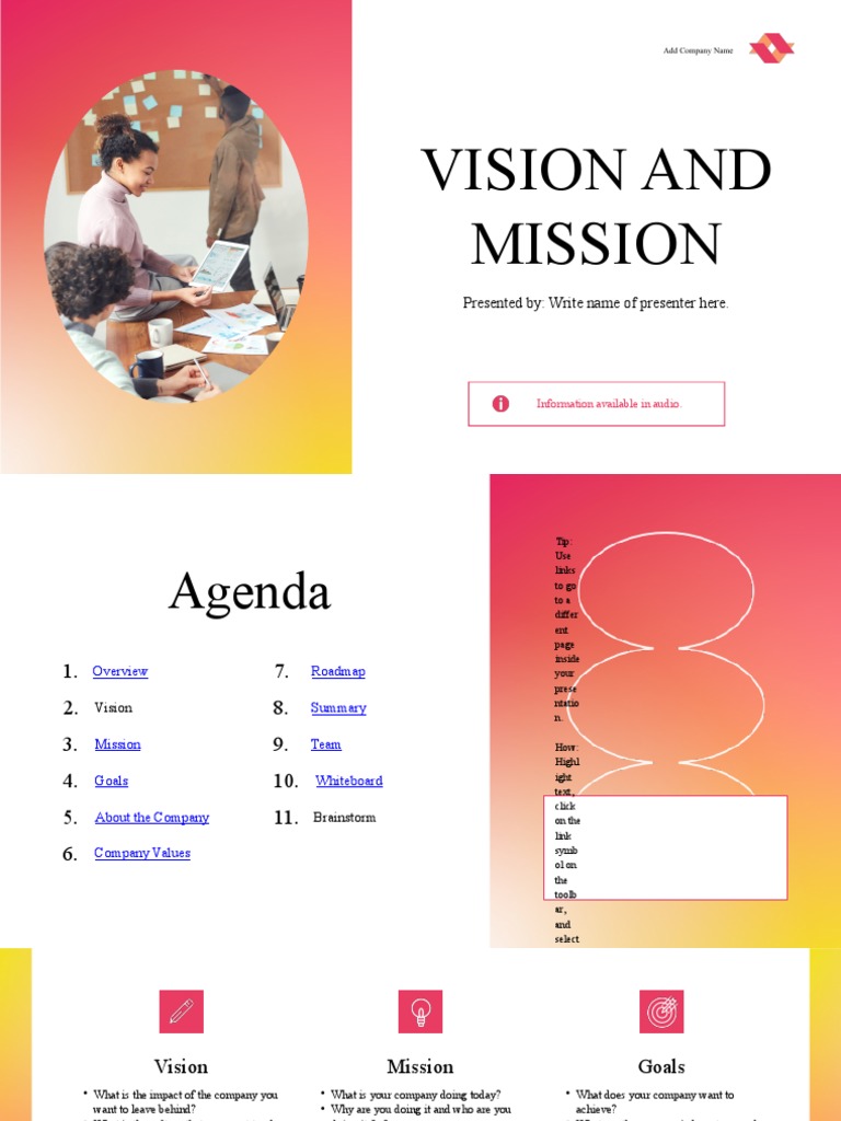Magenta Orange Yellow Professional Gradients Vision Deck Business Presentation | PDF