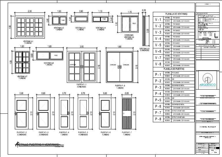 Plano Detalles de Puertas y Ventanas | PDF