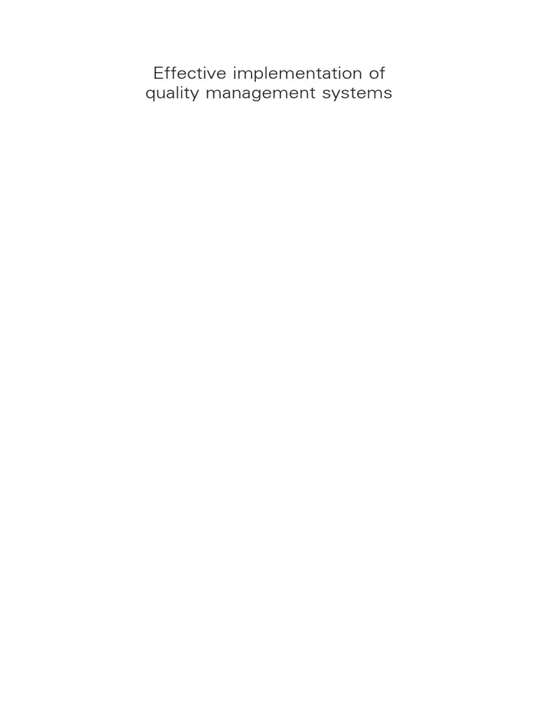 Effective Implementation of Quality Management Systems | PDF | Cost Of ...