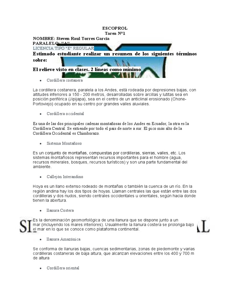 Tarea N1 | PDF | Andes | Montañas