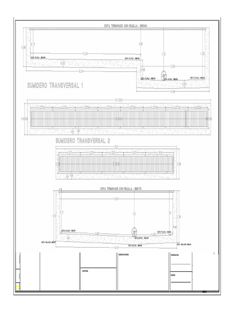 Sumideros 1 y 2 Planta Perfil | PDF