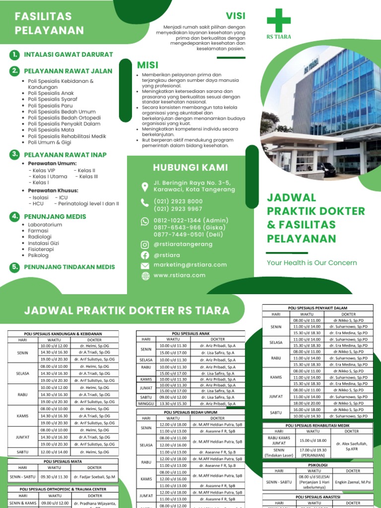 Contoh Referensi Leaflet Jadwal Dokter RS | PDF