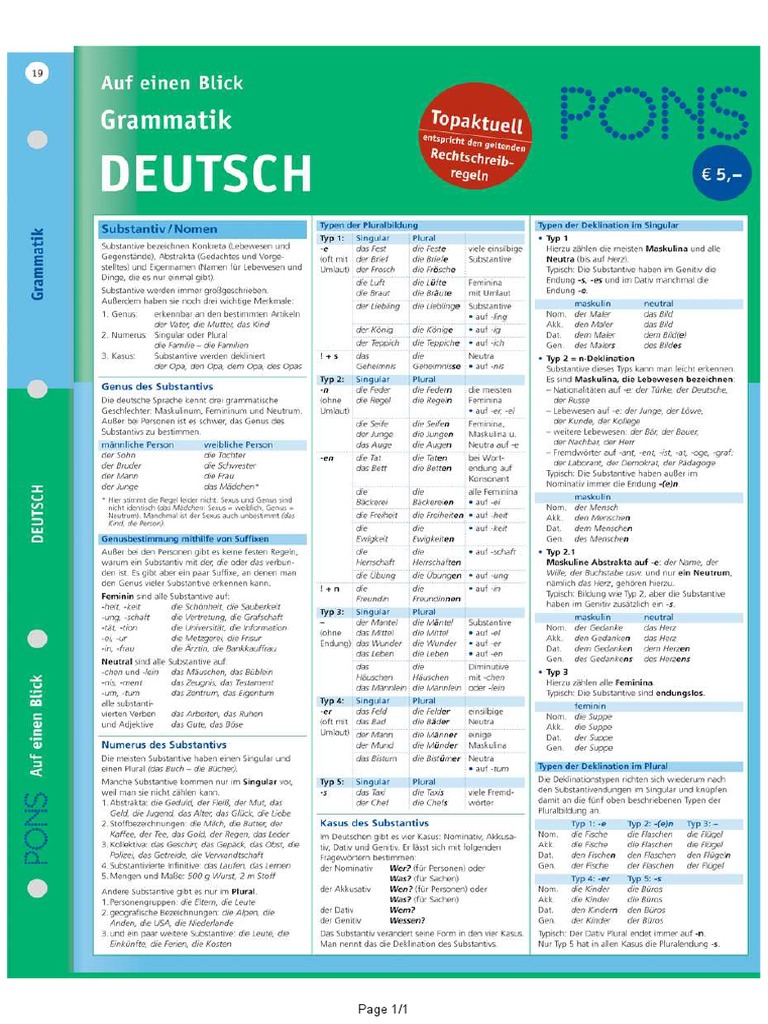 Tabla de Gramatica Alemana | PDF