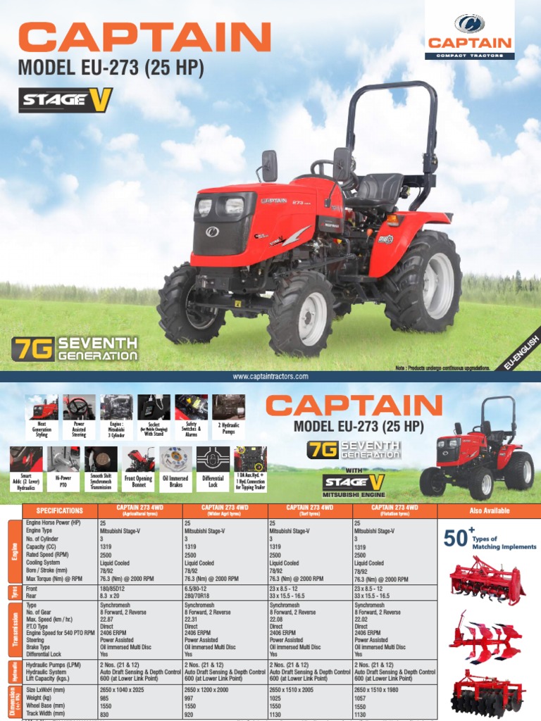 Captain 273 4WD Tractor Specifications | PDF | Manual Transmission ...
