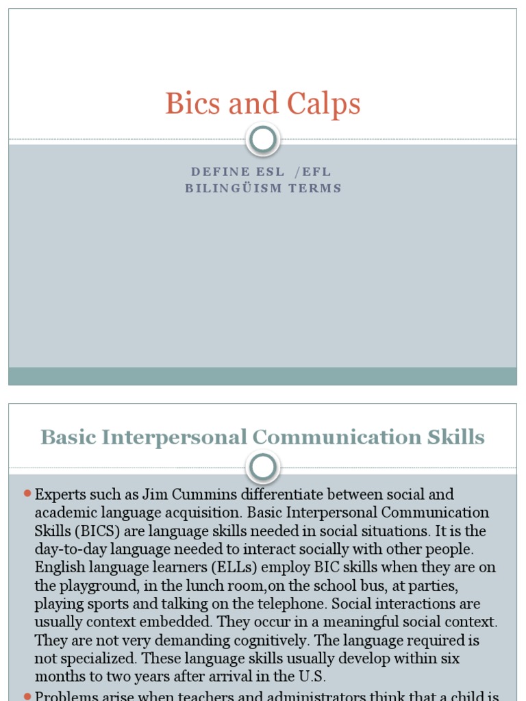 Understanding BICS and CALP in ESL/EFL | PDF | Language Arts & Discipline